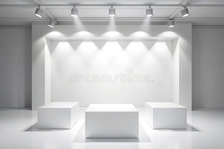 White Background. White Empty Studio Room with White Geometrical Forms ...
