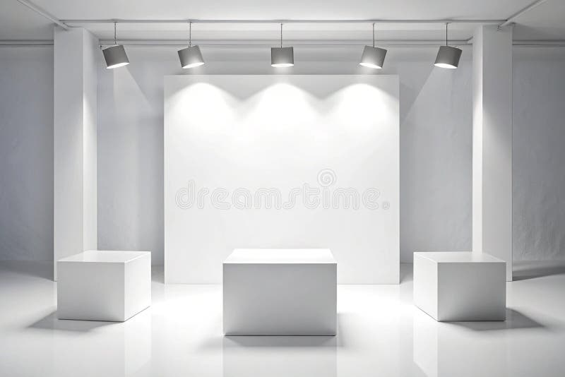 White Background. White Empty Studio Room with White Geometrical Forms ...