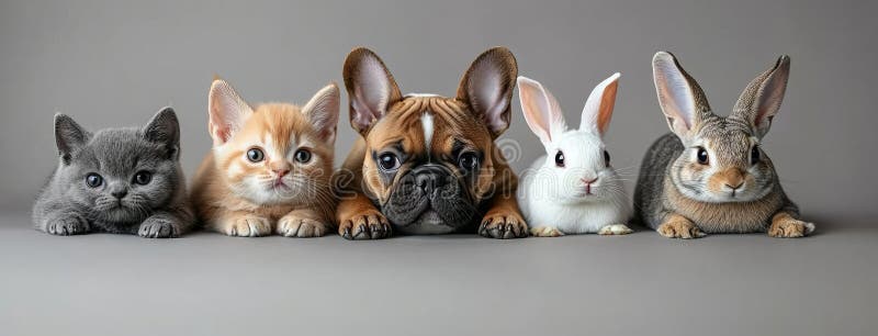 A White Background Features a Charming Assortment of Pets, Ideal for ...