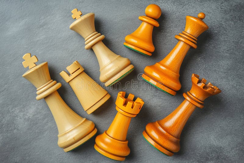 A White Background Features a Flat Lay of Various Chess Pieces ...