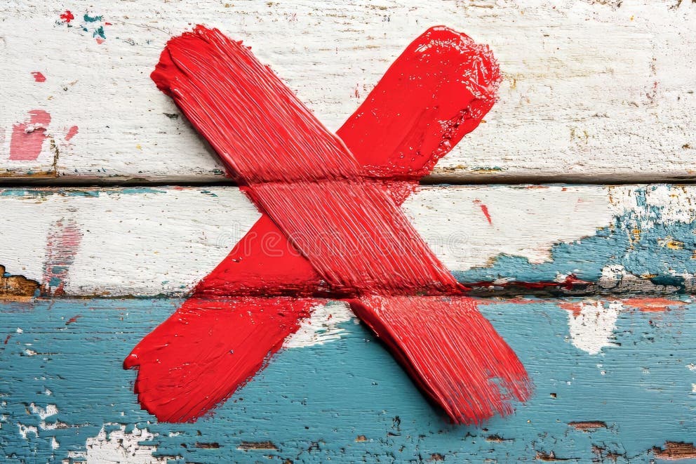 White Background Features a Hand-painted Red X - Used for Rejection ...