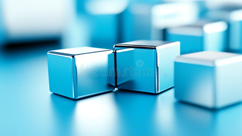 A White Background Features a Larger White Cube with a Blue Cube on Top ...
