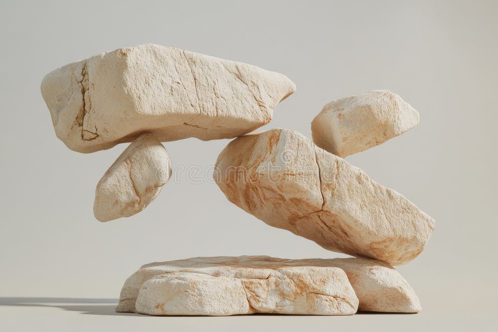 A White Background Features Scattered and Broken Grey Rocks. Stock ...