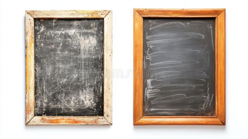 A White Background Features Two Chalkboards that are Framed in Wood and ...