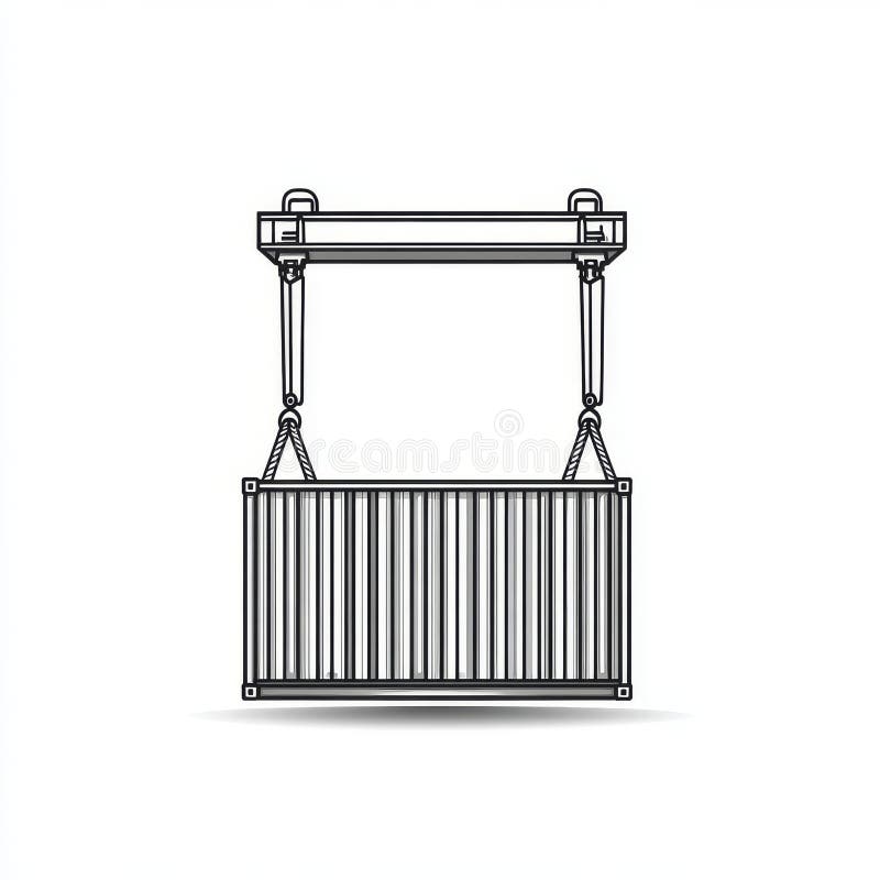 White Background Featuring a Basic Outline of a Shipping Container and ...