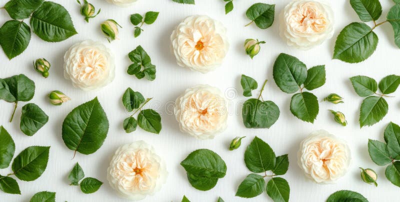 A White Background Featuring a Border of White Roses and Green Ivy ...
