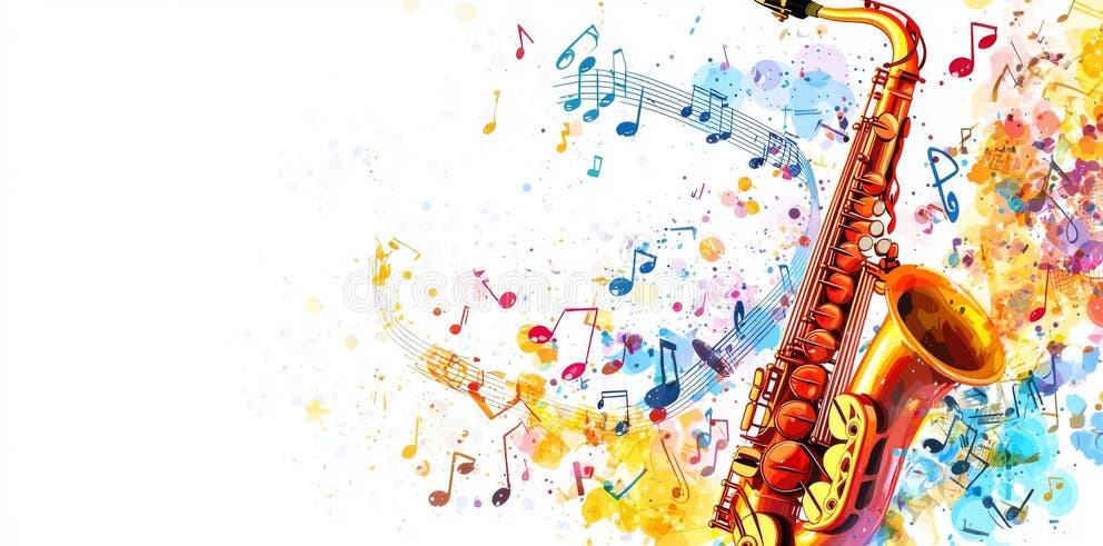 A White Background Featuring a Colorful Array of Music Notes and ...