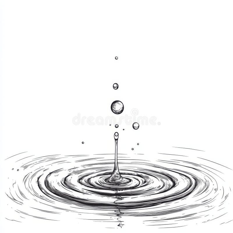 A White Background Featuring Engraved Water Splash and Drop Graphics ...