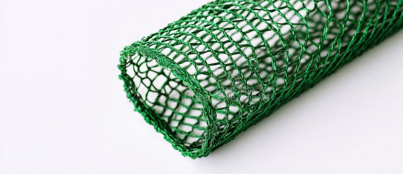 A White Background Featuring a Green Plastic Garden Trellis Roll, Ideal ...