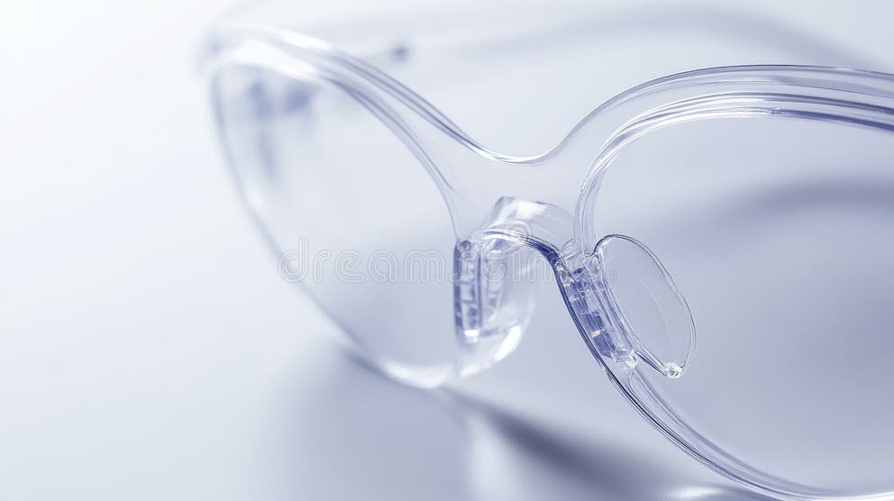 White Background Featuring Safety Goggles from Above, with Sharp ...