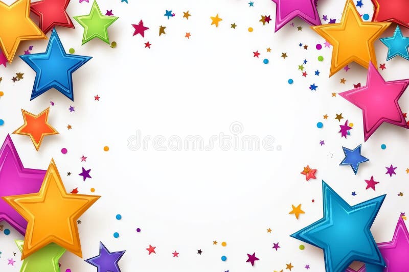 White Background Featuring Star Line Horizontal Borders and Confetti ...