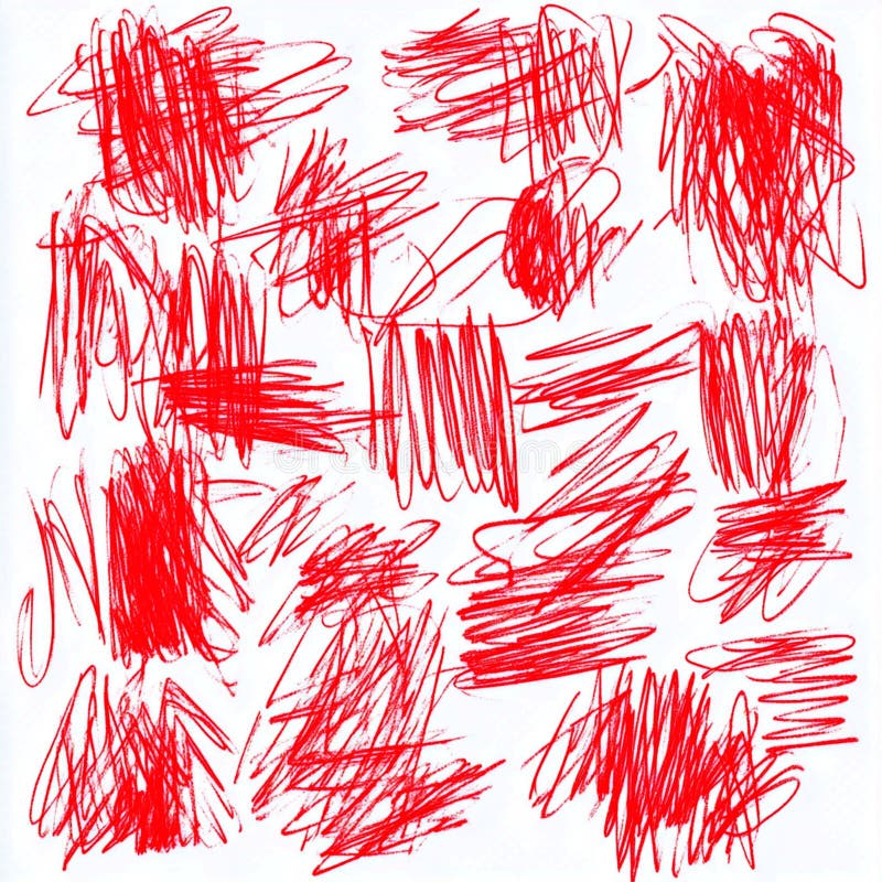 A White Background Filled with Many Red Scribbles and Lines Scattered Across the Entire Surface ...