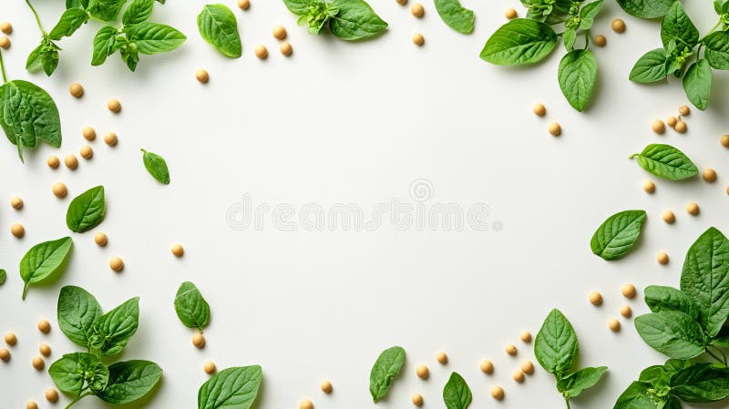 On a White Background, a Flat Lay Composition of Soybean Seeds and ...