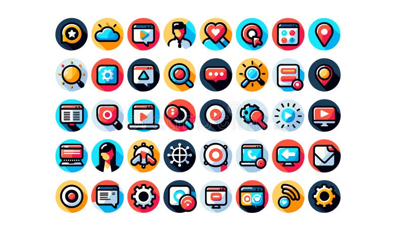 Interactive Digital Media Icons Stock Vector - Illustration of browser ...