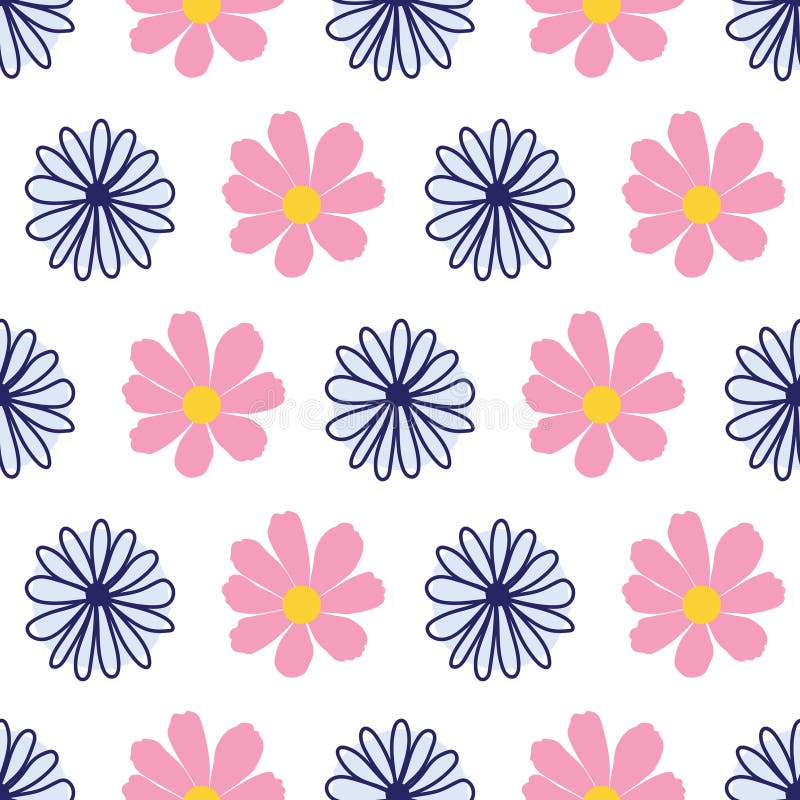 White Background Floral Seamless Pattern Stock Vector - Illustration of ...