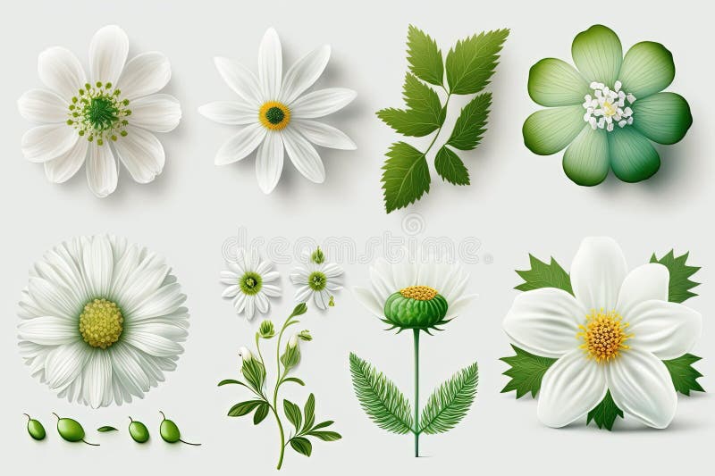 White Background Flower Icons for Pattern Stock Illustration ...