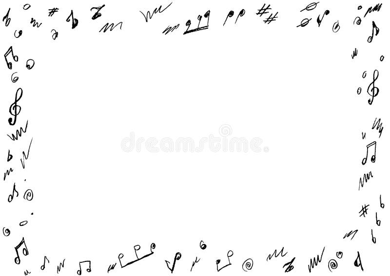 On a White Background, a Frame of Black Musical Notes Stock ...