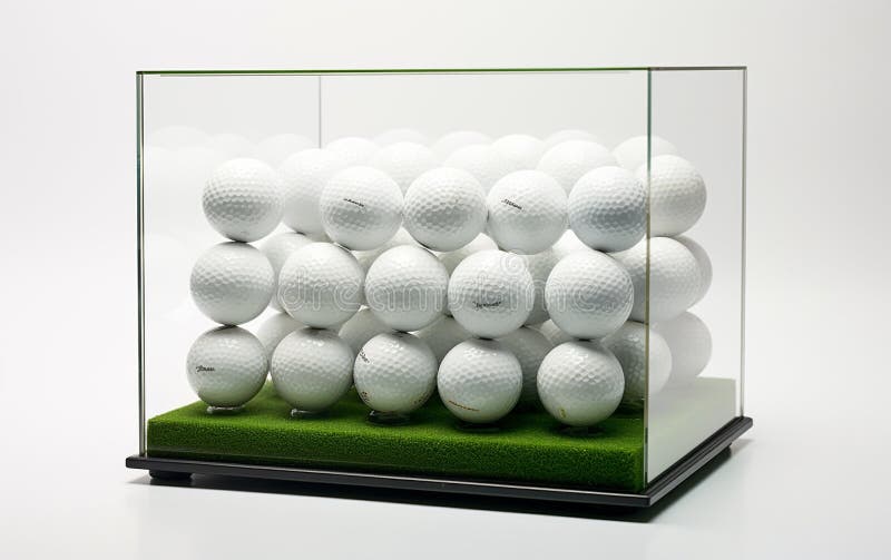 White Background Golf Ball Display Case Stock Image - Image of sport ...