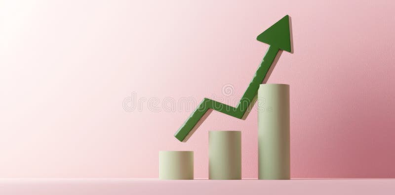 Green Upward Arrow Growth Chart 3d Render White Background Stock Photos ...