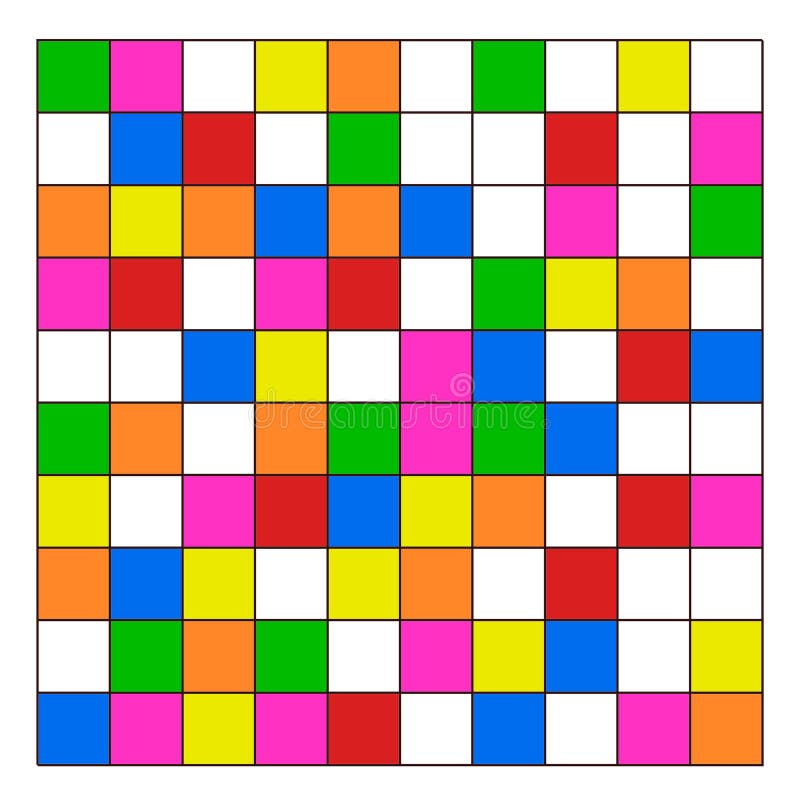 White Background with a Grid and Colored Squares Stock Illustration ...