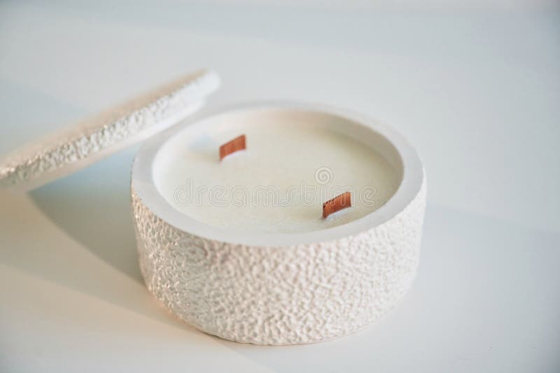 On White Background. Handmade Beautiful Decorative Candle Stock Image ...