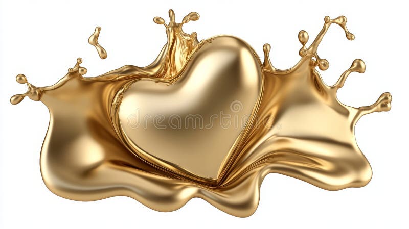 A White Background with a Heart-shaped Oil Splash, Depicted Using ...