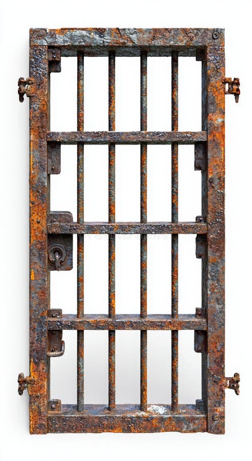 A White Background Highlighting Rusty Jail Bars in Isolation. Stock ...