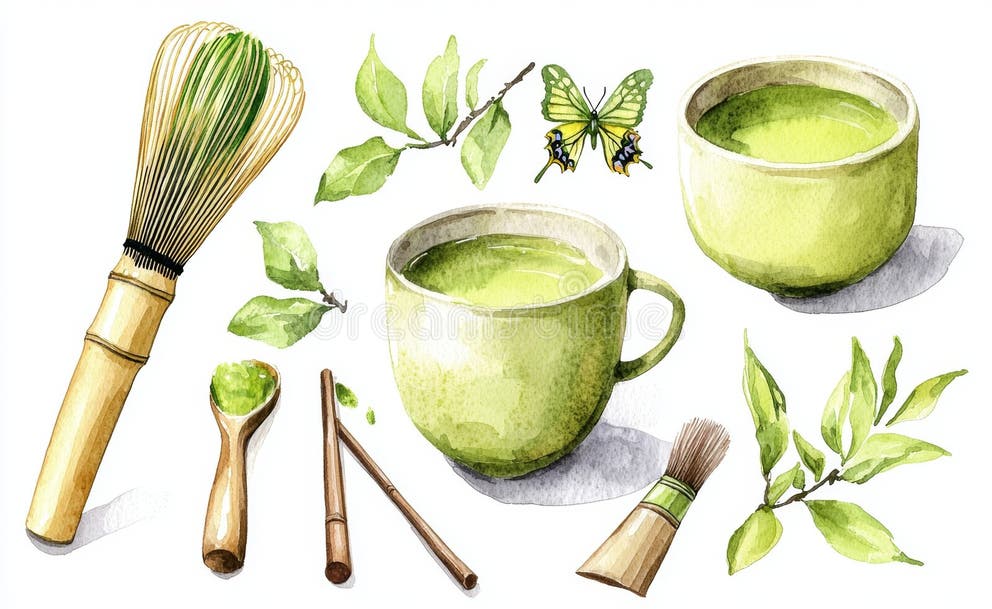 A White Background Highlights the Traditional Green Tea-making Art ...