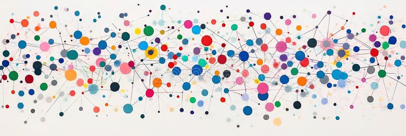 Abstract Network of Colorful Interconnected Dots on a White Background ...