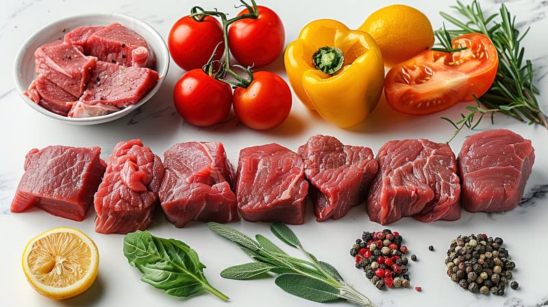 On the White Background are the Ingredients for the Meat Sa Stock Image ...
