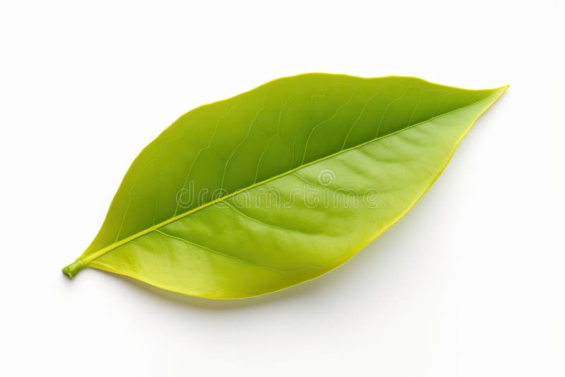 Single Green Lemon Leaf Isolated on Clean White Background Stock ...