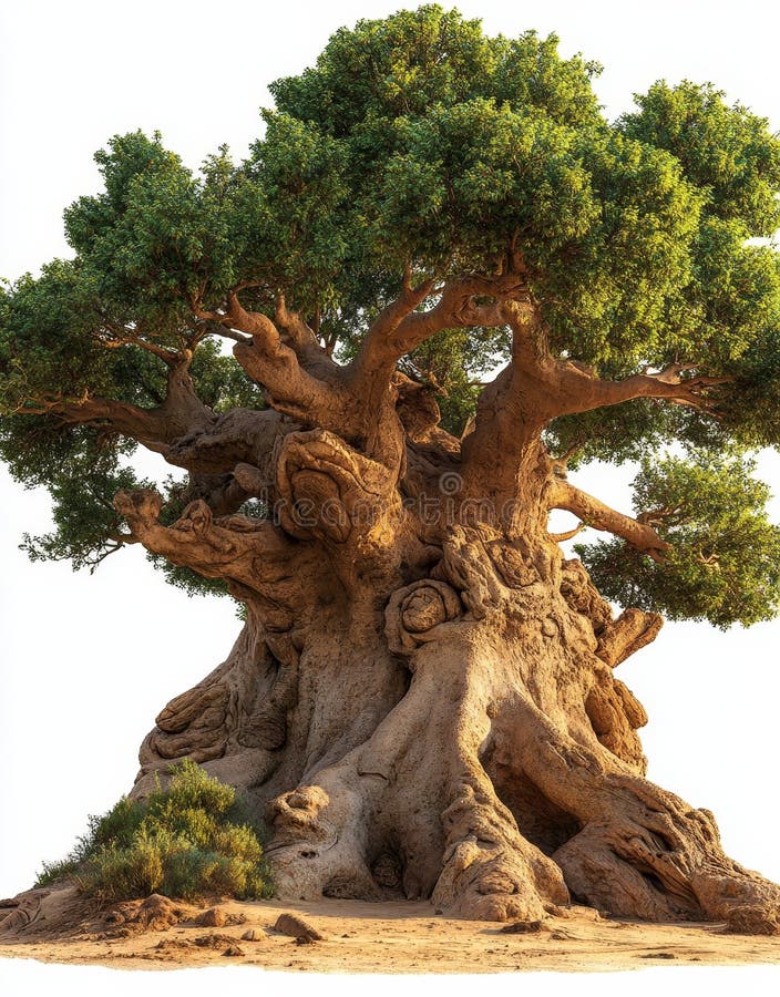 A White Background Isolates a Baobab Tree, Emphasizing Its Thick Trunk ...