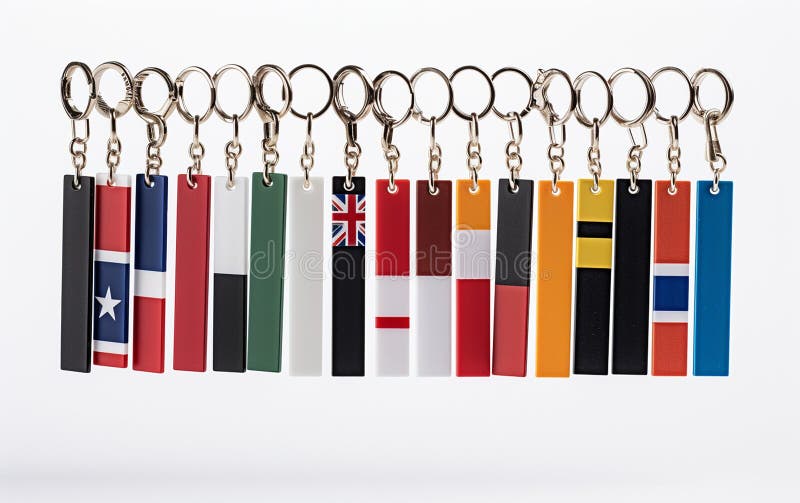 White Background Keychain Chain Flags Keys Stock Illustration ...