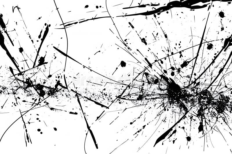 Abstract Black Ink Splatter & Lines Texture Stock Illustration ...