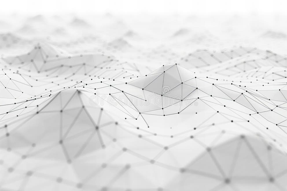 A White Background with Lines and Dots, a Grid of Lowpoly Mesh on the ...