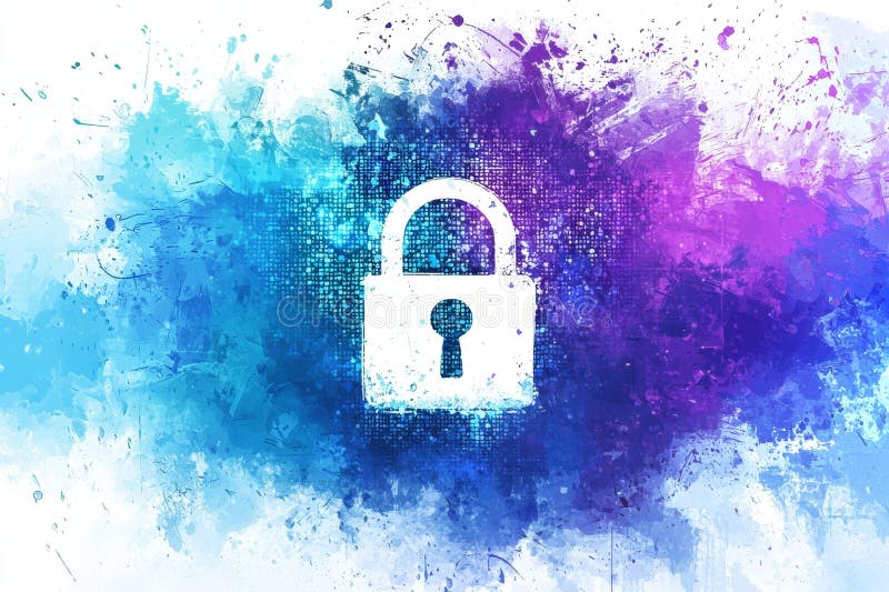 On a White Background, a Lock Symbol is Overlaid with Blue and Pink ...