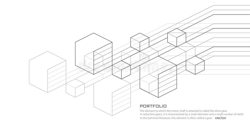 White Background Made of Geometric Lines. Abstract Cube with Squares ...