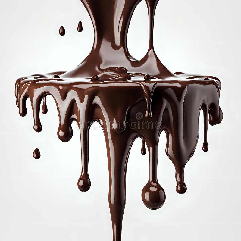 White Background with Melted Chocolate Dripping from the Top, Creating ...