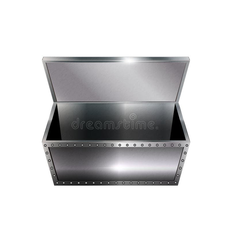 White Background and Metal Open Empty Box Stock Vector - Illustration ...