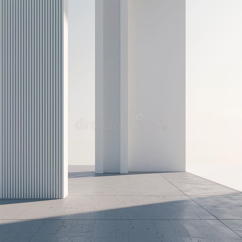 White Background in Minimalist Style with Three Large White Columns and ...