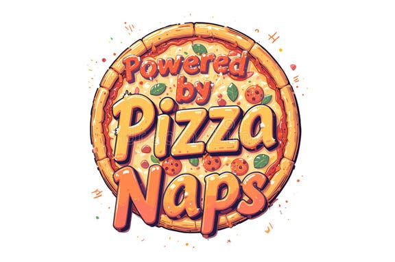 Pastel "Powered by Pizza Naps" Pizza 2D Flat Illustration T-Shirt ...