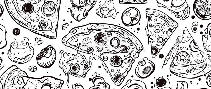 On a White Background, a Modern Pizza Backdrop with a Back Line Pizza ...