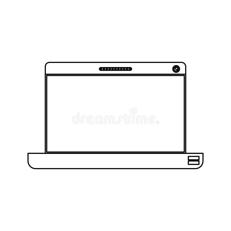 White Background with Monochrome Silhouette of Laptop Computer in Front ...