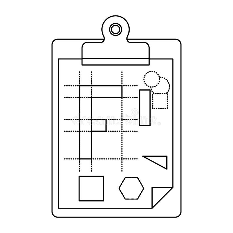 White Background with Monochrome Silhouette of Table Notepad with Sheet ...
