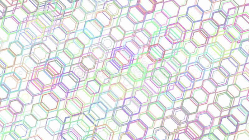 On a White Background, a Moving Pattern of Multi-colored Hexagons ...