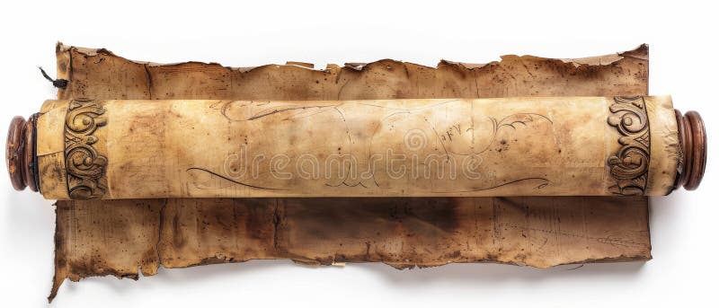 A Set of Old Scrolls, Parchment, Papyrus Paper Maps, Isolated Realistic ...