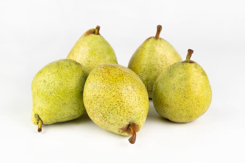 On a White Background 5 Pears. Fruit Background Stock Image - Image of ...