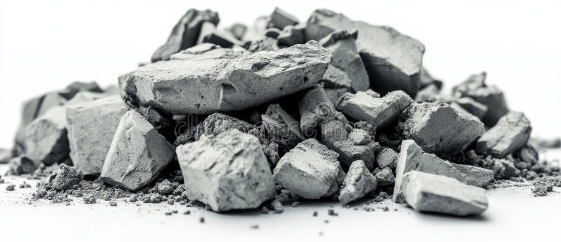 On a White Background, a Pile of Rubble Debris is Formed from Recycled ...