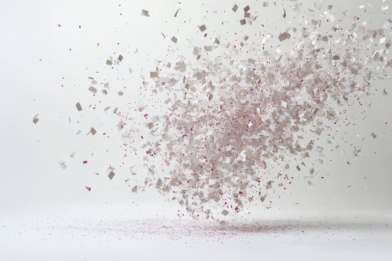A White Background with a Pink and White Explosion of Paper Stock ...