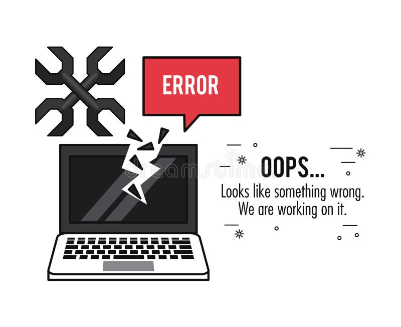 White Background Poster with Monochrome Laptop with Broken Screen and ...